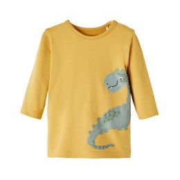 name it - Jersey-Langarmshirt NBMTUMMY BABY DINO in amber gold, Gr.56