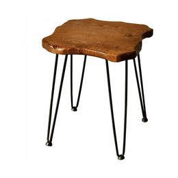 Spetebo - Holz Beistelltisch Kiefer massiv 45 cm - eckig - Blumen Couch Sofa Tisch handgefertigt natürliche Tischkante
