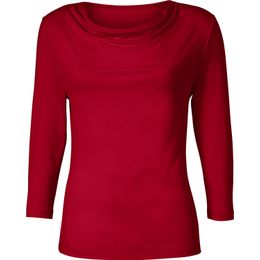 Damen Wasserfallshirt mit 3/4-langen &Auml;rmeln rot, Gr&ouml;&szlig;e 52