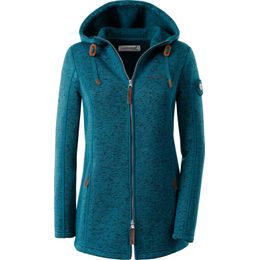 CR&Eacute;ATION L Damen Kapuzenfleecejacke mit Umlegekragen petrol-meliert Gr&ouml;&szlig;e 38