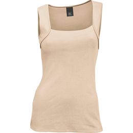 Heine Damen Shirttop mit Karree-Ausschnitt beige Gr&ouml;&szlig;e 36