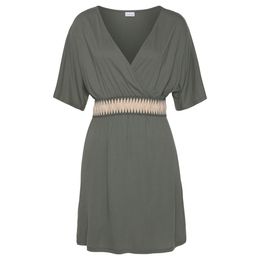 Lascana Kleid Damen Gr&ouml;&szlig;e 38 beige / oliv Sommerkleid