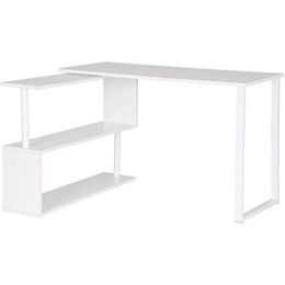 Schreibtisch Arbeitstisch mit Ablagen mdf weiß - weiß - WOLTU