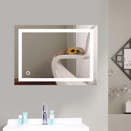Badspiegel mit Beleuchtung,Badezimmerspiegel mit Beleuchtung,badezimmerspiegel led Touch ((Kühles Weiß 50x70cm)
