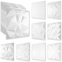 HEXIM - 3D Wandpaneele aus pvc Kunststoff - weiße Wandverkleidung mit 3D Optik - Diamond Motive: 3 qm 12 Platten, HD094