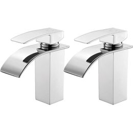 2PCS CECIPA Edelstahl-Badarmatur – Waschbecken-Wasserhahn – Chrom – Einloch-Waschtischarmatur