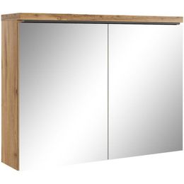 Badplaats Spiegelschrank Paso 80cm Eiche - Schrank Spiegelschrank Spiegel Badezimmer Badmöbel Set Hängeschrank Badschrank - Eiche