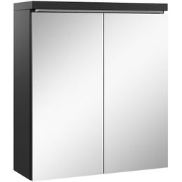 Badplaats - Badezimmer Spiegelschrank Toledo 60cm Schwarz – Stauraum Unterschrank Möbel zwei Türen Badschrank - Schwarz