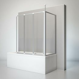 Schulte - Duschwand Well mit Seitenwand, 129 x 140 x 75 cm, 3-teilig faltbar, Sicherheitsglas esg Klar hell, Profilfarbe: Alu Natur