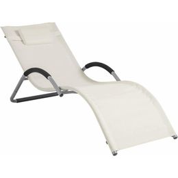 OGS38-W Sonnenliege Gartenliege Relaxstuhl Liegestuhl mit Kopfkissen Weiß bht ca: 56x67x165cm - sobuy