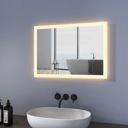 Badspiegel mit Beleuchtung 50x70cm Badezimmerspiegel, Wandspiegel mit Warmweiß Beleuchtung Wandschalter - Meykoers