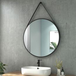 Heilmetz Badspiegel Rund Badezimmerspiegel Wandspiegel mit Verstellbarem Riemen Wasserdicht IP44 80cm Durchmesser