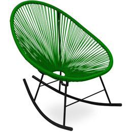 PRIVATEFLOOR Outdoor-Stuhl - Garten-Schaukelstuhl - Acapulco Light green - Stahl, Synthetisches Rattan - Light green