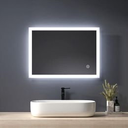 Led Badezimmerspiegel Badspiegel mit Beleuchtung IP44 Energiesparend Wandspiegel, 6500K Kaltes Weißes Licht Beleuchtung Entnebelung 50x70cm - Heilmetz