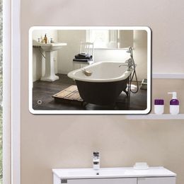 WYCTIN - Badezimmerspiegel led Badspiegel mit Beleuchtung Wandspiegel badezimmerspiegel led Touch (80x60cm)