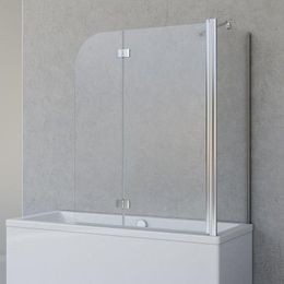Schulte - Duschabtrennung für Badewanne Angle, 2-teilig mit Seitenwand, Profilfarbe Chromoptik, 5 mm Sicherheitglas (esg) Klar hell, Faltwand: 112 x