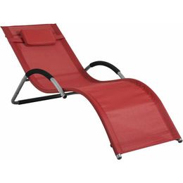 sobuy - OGS38-R Sonnenliege Gartenliege Relaxstuhl Liegestuhl mit Kopfkissen Rot bht ca: 55x67x165cm