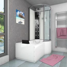 AcquaVapore Kombination Badewanne Dusche K50-L00-EC Duschtempel 170x100 cm - Weiß
