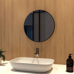 Wandspiegel ф40cm rund Einfache Badspiegel matt schwarzer Rahmen Badezimmerspiegel - Meykoers