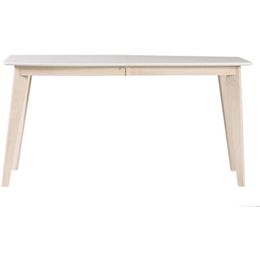 Miliboo Design-Esstisch ausziehbar Weiß und helles Holz L150-200 leena - Weiß