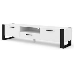 Bim Furniture - TV-Schrank nuka 200 cm im industriellen stil weiß matt / schwarz matt