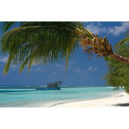 Malediven xxl World Trip fototapete meer palmen strand brücke 267 x 400 cm (4 Teile) Fototapeten Online-Shop - 267 x 400 cm (4 Teile) - Blau, Grün
