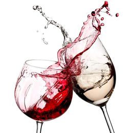 Bricoflor - Weinglas Bild in Weiß und Rot | Leinwand Bild mit Rotwein Motiv quadratisch | Wand Deko Küchenbild ideal für Restaurants - 0,5 x 0,5 m