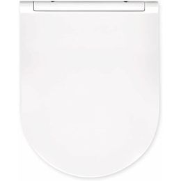 Emke - wc Sitz Toilettendeckel mit absenkautomatik, D-Form Klodeckel Weiß Klobrille Abnehmbar Toilettensitz bis 200KG