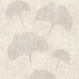 A.S. Création Ginkgo Tapete in Naturfarben | Asiatische Vliestapete mit Blätter Deisgn in Grau Beige | Blatt Wandtapete aus Vlies und Vinyl für Schlafzimmer