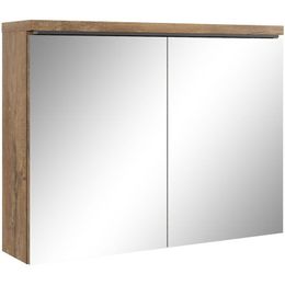 Badplaats Spiegelschrank Paso 80cm Eiche Braun - Schrank Spiegelschrank Spiegel Badezimmer Badmöbel Set Hängeschrank - Braun eiche