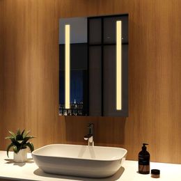 Wandspiegel Badezimmerspiegel led Badspiegel mit Beleuchtung 50x70cm Warmweiß 3000K, Spiegel mit Beleuchtung Lichtspiegel ohne Schalter - Meykoers