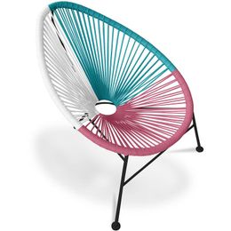 PRIVATEFLOOR Stuhl für den Außenbereich - Gartenstuhl - Acapulco Multicolor - Stahl, Synthetisches Rattan, Metall, Kunststoff - Multicolor