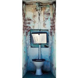 Bricoflor - Gäste wc Fototapete lustig | Klo Tapete als Türfolie ideal für Badezimmer und Flur | Selbstklebende Türtapete mit Toilette - 91 x 211 cm