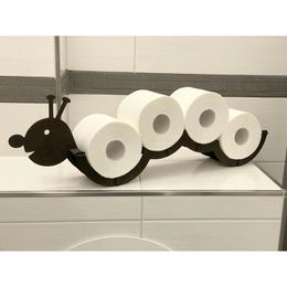 DanDiBo - Toilettenpapierhalter Holz Schwarz Raupe Klopapierhalter Wand wc Rollenhalter Ersatzrollenhalter