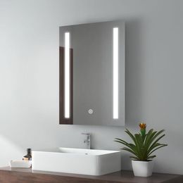 EMKE LED Badspiegel mit Beleuchtung 50x70cm Badezimmerspiegel Kaltweißes Licht mit Touch-schalter und Beschlagfrei