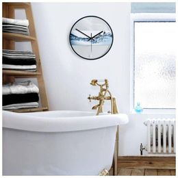 K&L WALL ART Lautlose 30cm Große Badezimmeruhr aus Glas Wanduhr Bad Wandbild Wasser Tropfen
