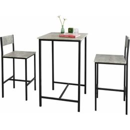OGT27-HG 3-teilig Bartisch mit Stühlen Esstisch Stehtisch Bistrotisch mit 2 Barhocker Sitzgruppe grau - sobuy