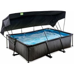 EXIT Toys - EXIT Black Wood Pool 220x150x65cm mit Filterpumpe und Sonnensegel - schwarz