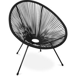 PRIVATEFLOOR Stuhl für den Außenbereich - Gartenstuhl - Neuauflage - Acapulco Schwarz - Stahl, Synthetisches Rattan - Schwarz