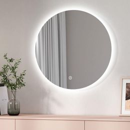 Emke - Badspiegel mit Beleuchtung ф70cm Badspiegel Rund Wandspiegel Badezimmerspiegel mit Touch (Stil 3)