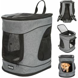 Haustierrucksack bis 12 kg verstellbare Gurte faltbar Kurzleine Haustier Tragetasche Katze Hund Rucksack Farbwahl Grau - Cadoca