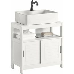 FRG128-W Waschbeckenunterschrank Badmöbel Badschrank mit Fußpolster Waschtisch Unterschrank weiß - sobuy