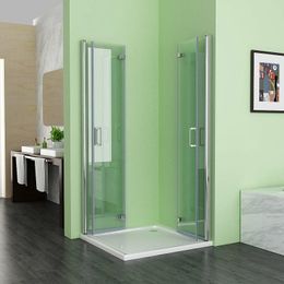 Duschkabine Falttür 185cm Höhe Duschabtrennung Eckig Dusche 180º Duschwand 6mm nano Glas, 80x80cm