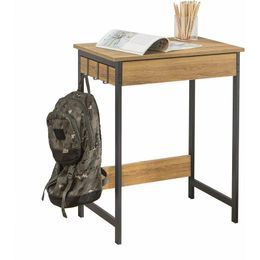 FWT43-N Schreibtisch mit Einer Schublade und 2 Haken Tisch Computertisch Arbeitstisch Natur bht ca: 60x77x40cm (Ohne Stuhl) - sobuy