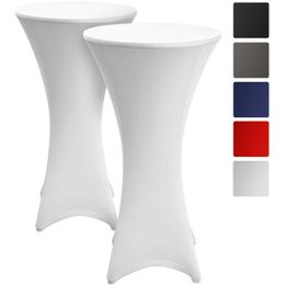 2er Set Beautissu Stella Stehtischhusse Stretch ø 80cm Weiß