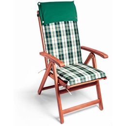 Detex - Stuhlauflage Vanamo 6er Set Wasserabweisend Hochlehner Auflage Sitzauflage Stuhlkissen Polsterauflage grün-weiß kariert
