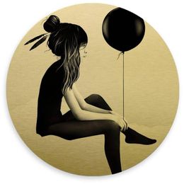 K&L WALL ART Alu-Dibond-Poster Rund Metalloptik Wandbild Vintage Deko Gold Luftballon Boho Ireland ø 20cm - gold