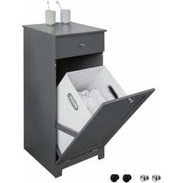 BZR21-DG Wäscheschrank mit ausklappbarem Wäschesack Wäschetruhe Wäschesammler mit Schubladen Wäschekorb Badschrank grau bht ca: 40x90x38cm - sobuy