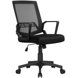 Yaheetech - Bürostuhl Schreibtischstuhl ergonomischer Drehstuhl Chefsessel Wippfunktion mit Armlehnen,Schwarz
