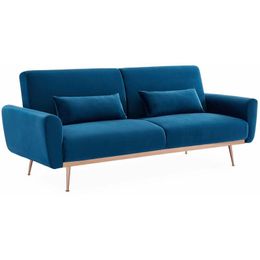 sweeek - 2-3-Sitzer Design Sofa mit Samtbezug, Samt, Blau